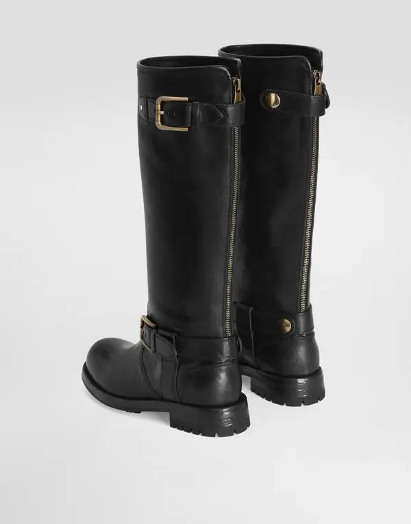 Dolce & Gabbana Calfskin Biker Boots Boots And Booties