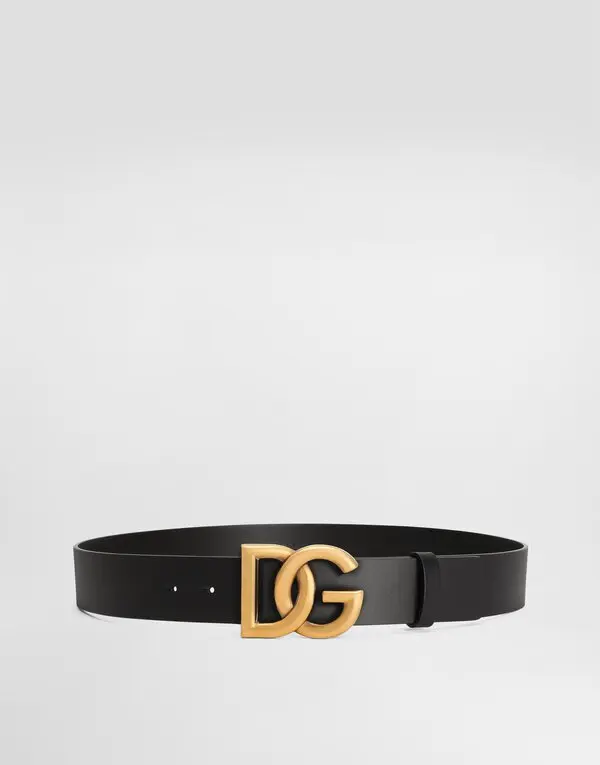 Dolce & Gabbana Lux Leather Belt With Crossover Dg Logo Buckle Belts Multi-colored Leather