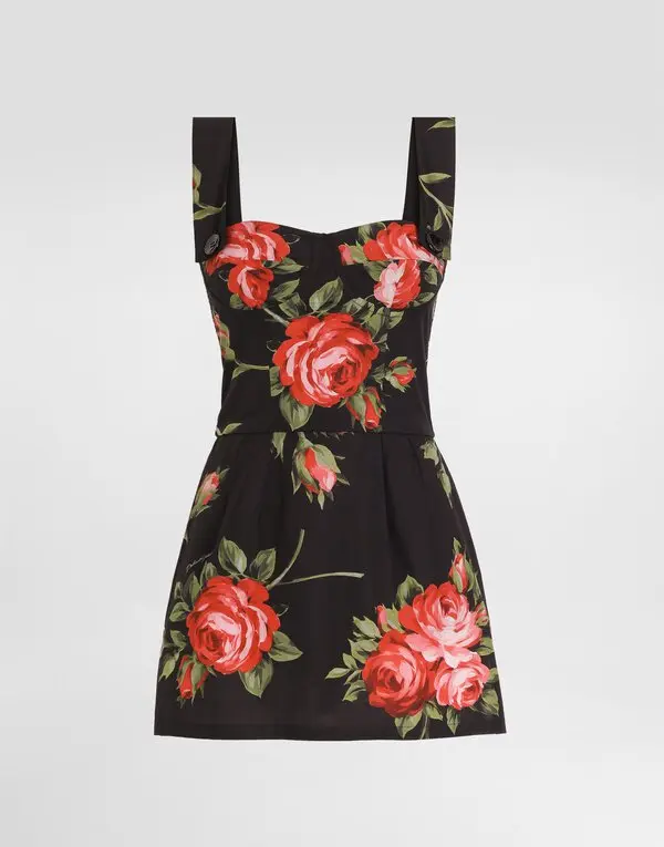Dolce & Gabbana Rose Bouquet-print Cotton Top Shirts And Tops - Multicolor