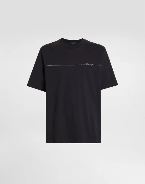 Dolce & Gabbana Cotton T-shirt With Logo T-shirts And Polos - Blue
