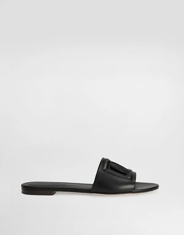 Dolce & Gabbana Calfskin Sliders Slides And Mules Leather - Black