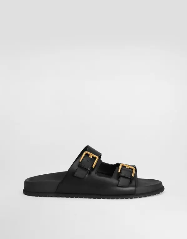 Dolce & Gabbana Calfskin Sliders - Black