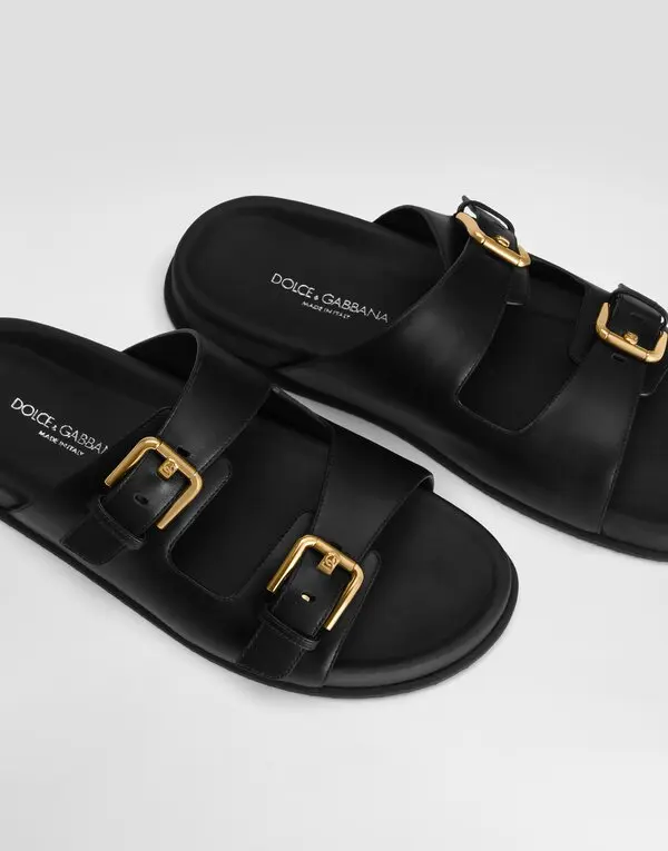 Dolce & Gabbana Calfskin Sliders - Black