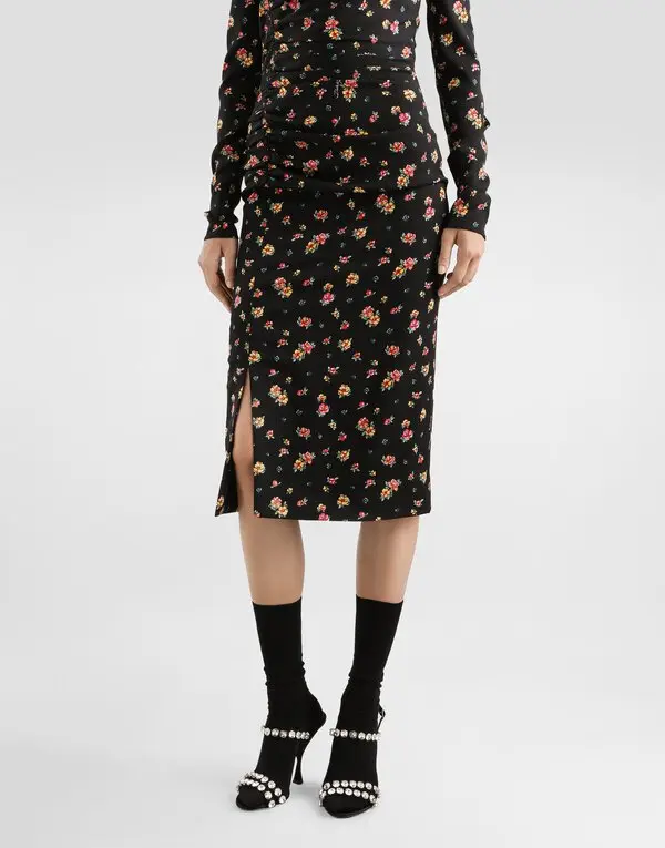 Dolce & Gabbana Small Floral-print Charmeuse Dress Dresses