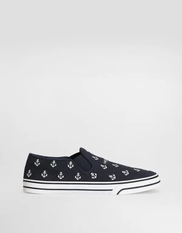 Dolce & Gabbana Calfskin And Split Leather Low Top Sneakers - Blue
