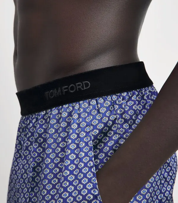TOM FORD Stretch-silk Printed Pyjama Bottoms - Blue