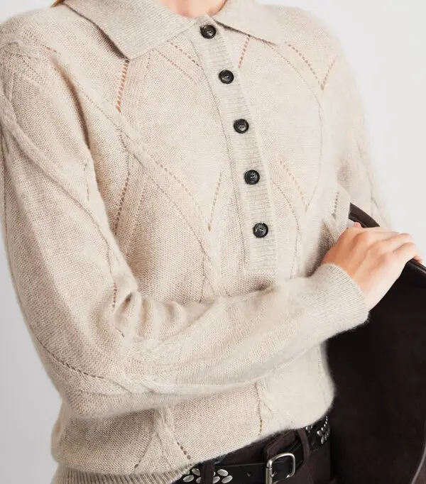 Kiton Cashmere-silk Pointelle-knit Polo Shirt