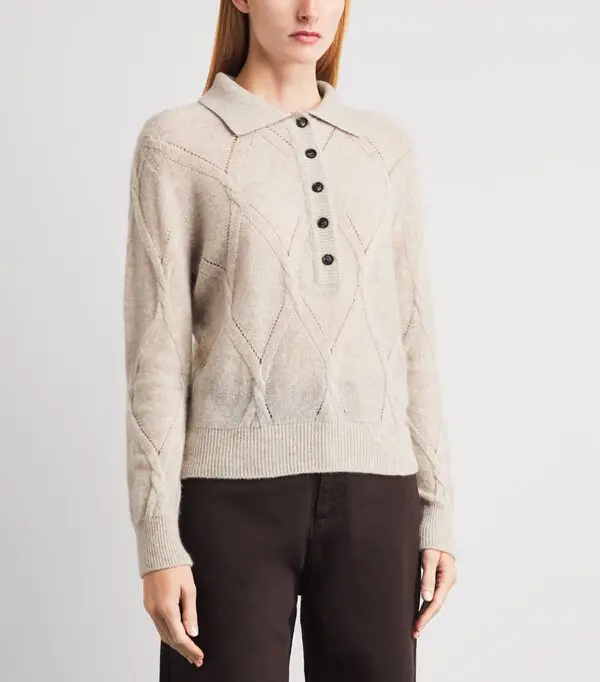 Kiton Cashmere-silk Pointelle-knit Polo Shirt