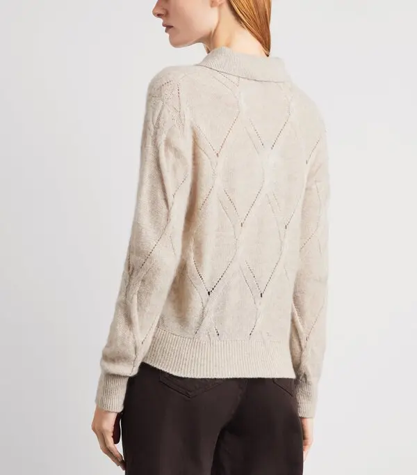 Kiton Cashmere-silk Pointelle-knit Polo Shirt