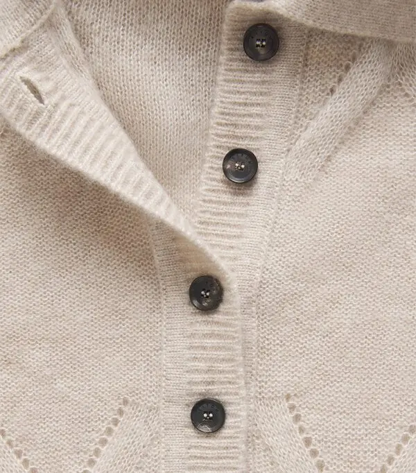Kiton Cashmere-silk Pointelle-knit Polo Shirt