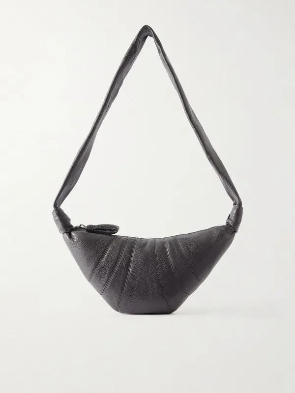LEMAIRE Croissant Small Paneled Textured-leather Shoulder Bag - Brown