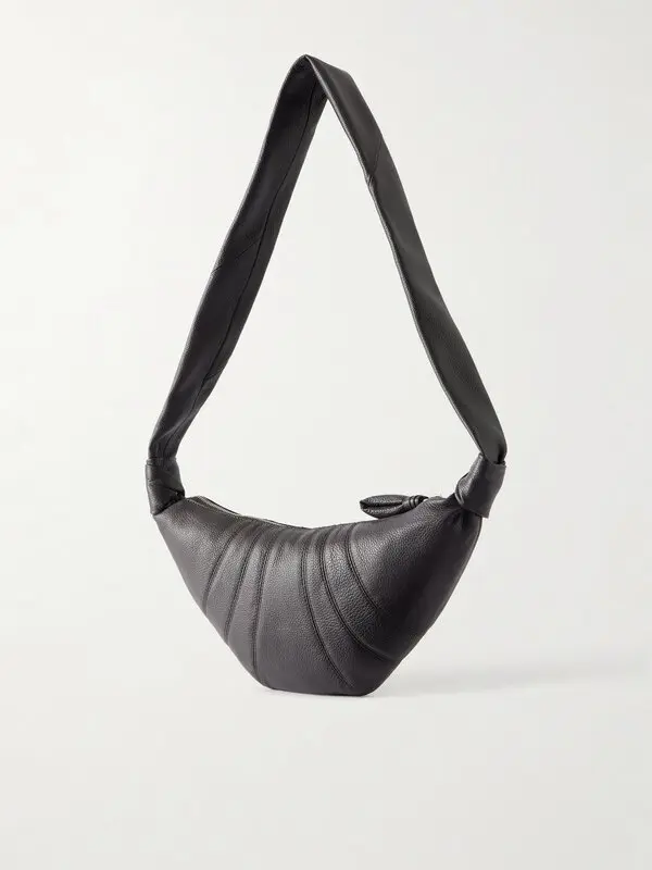 LEMAIRE Croissant Small Paneled Textured-leather Shoulder Bag - Brown