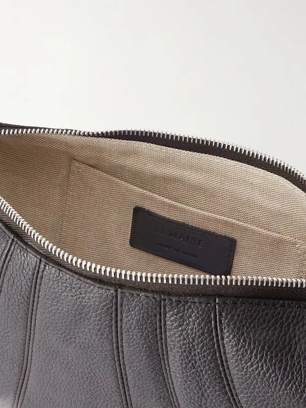 LEMAIRE Croissant Small Paneled Textured-leather Shoulder Bag - Brown