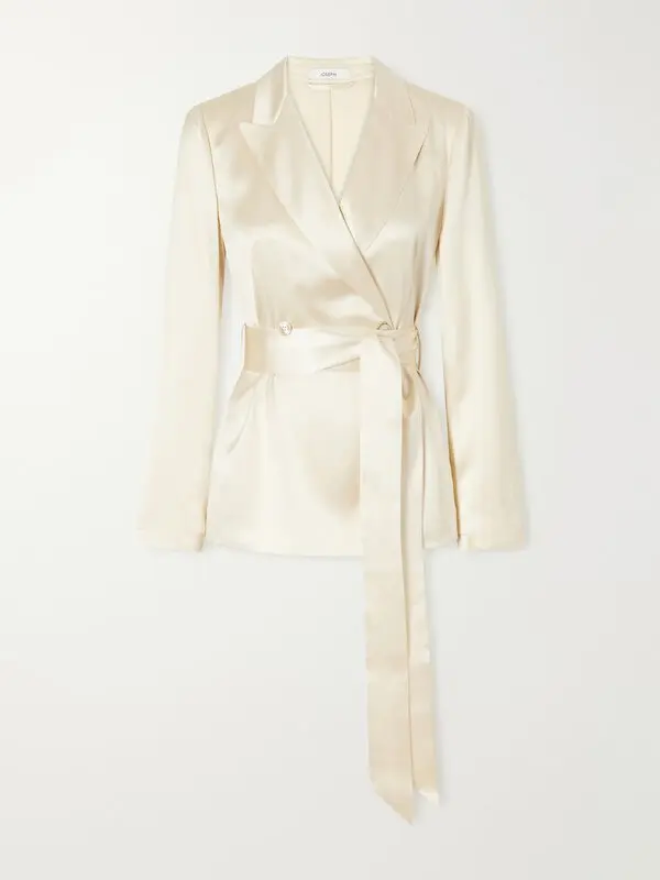 JOSEPH Archer Belted Silk-satin Jacket