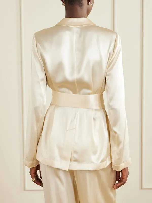 JOSEPH Archer Belted Silk-satin Jacket