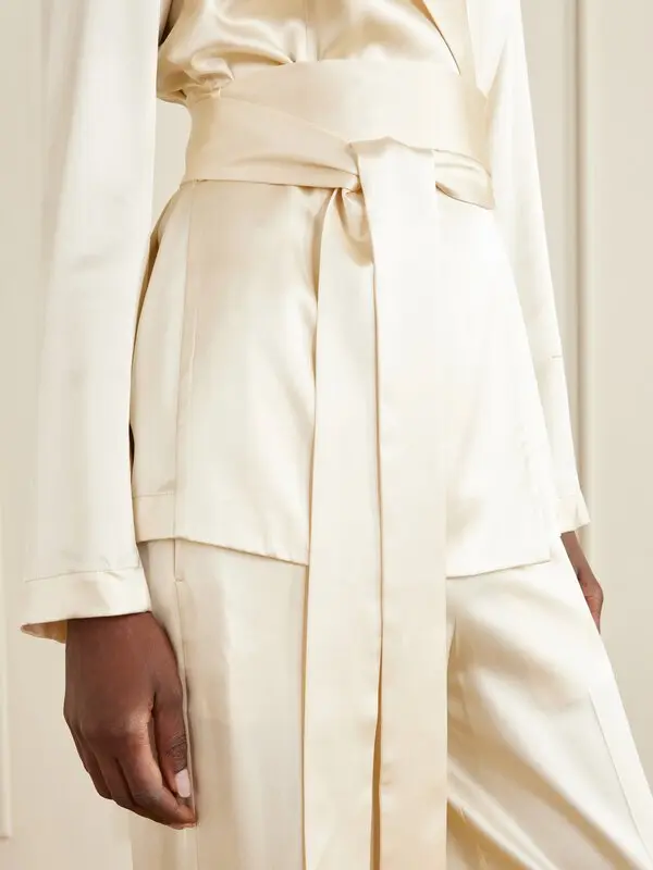 JOSEPH Archer Belted Silk-satin Jacket