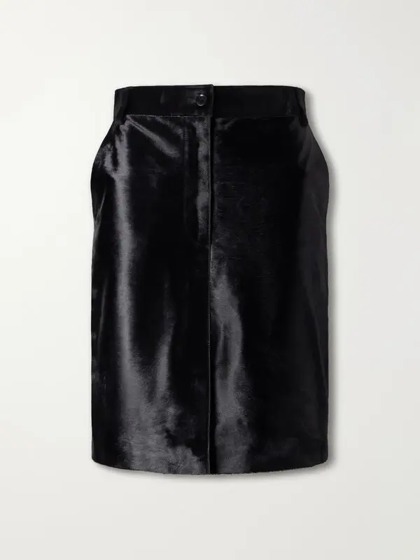 Loulou De Saison Debi Calf Hair Midi Skirt - Black