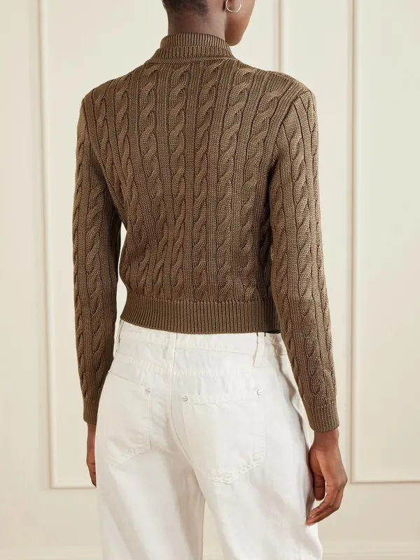 Ralph Lauren Cable-knit Stretch-silk Cardigan