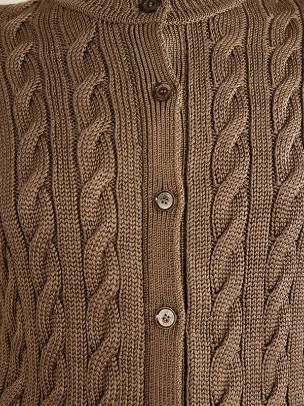 Ralph Lauren Cable-knit Stretch-silk Cardigan