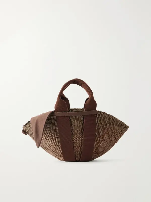 Muuñ Sophie Cotton-trimmed Raffia Mini Tote