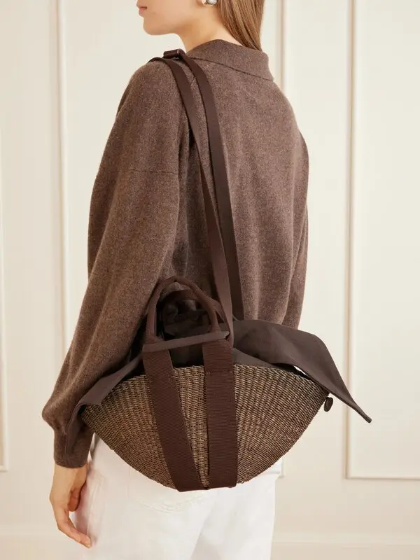 Muuñ Sophie Cotton-trimmed Raffia Mini Tote