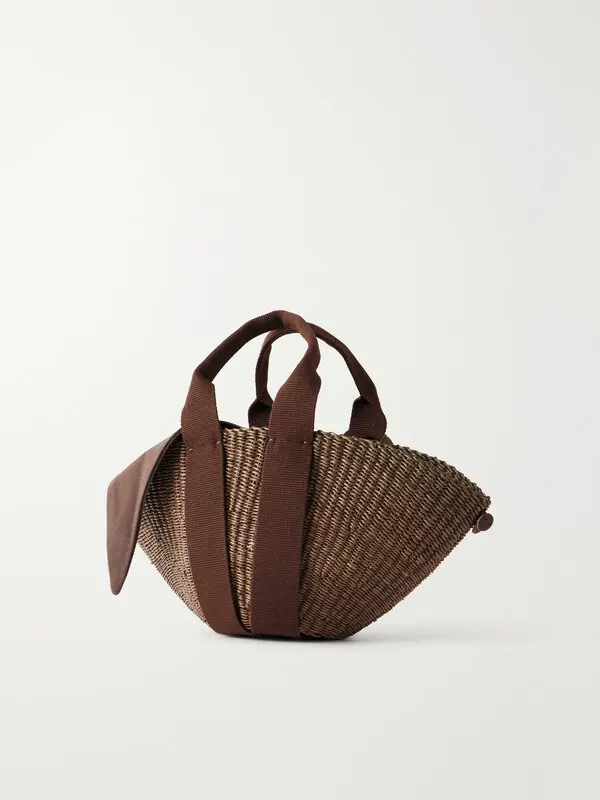 Muuñ Sophie Cotton-trimmed Raffia Mini Tote