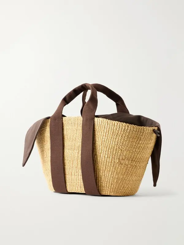Muuñ Cotton-trimmed Raffia Tote