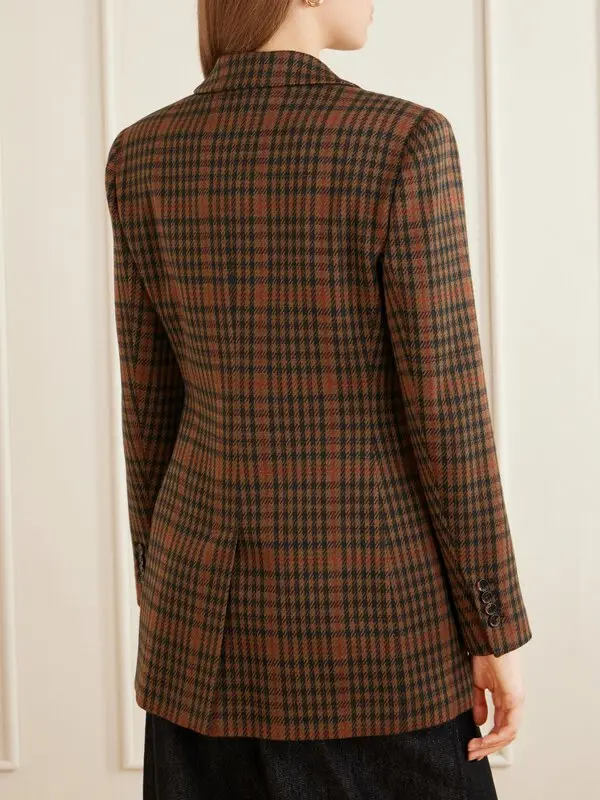 Max Mara Mxmgalgosce Houndstooth Wool And Cotton-blend Blazer