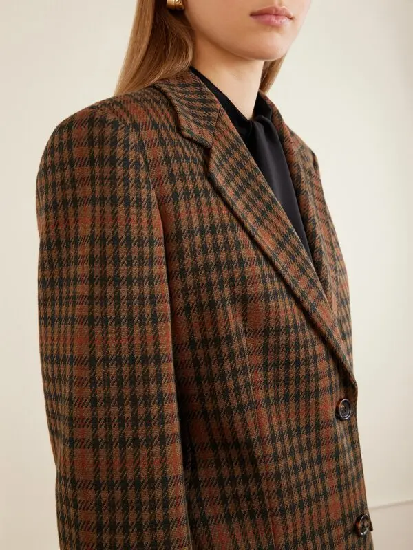 Max Mara Mxmgalgosce Houndstooth Wool And Cotton-blend Blazer