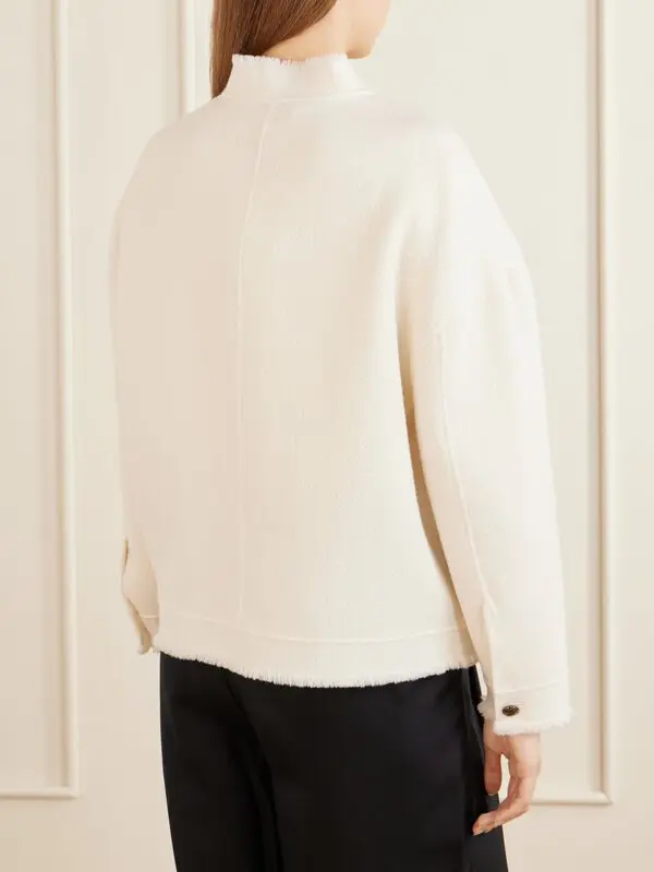 Max Mara Mxmpalmizi Fringed Wool-bouclé Jacket