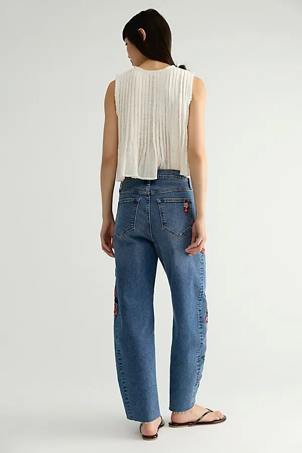 DRIFTWOOD Embroidered Barrel Leg Jeans
