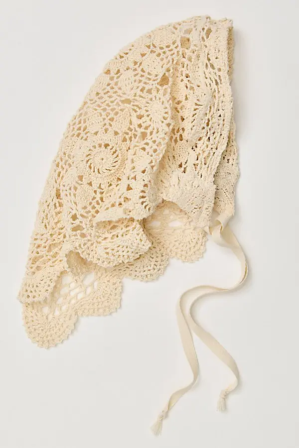 CURRIED MYRRH Lilliana Crochet Hair Scarf At - Ivory