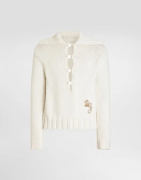 Dolce & Gabbana Smooth Knit Pullover With Logo Sweaters And Cardigans