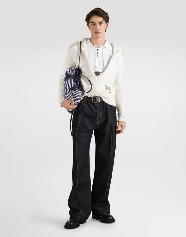 Dolce & Gabbana Smooth Knit Pullover With Logo Sweaters And Cardigans