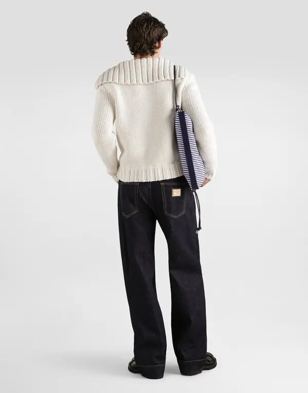 Dolce & Gabbana Smooth Knit Pullover With Logo Sweaters And Cardigans