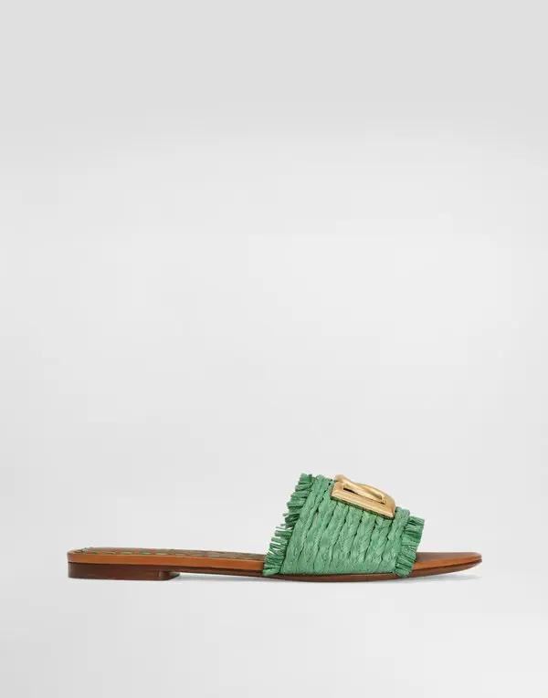 Dolce & Gabbana Raffia Slides With Fringe Detailing - Multicolor