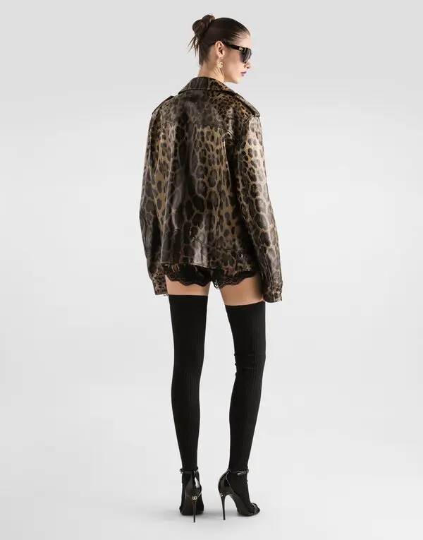 Dolce & Gabbana Leo- Leather Jacket Coats And Jackets Animal