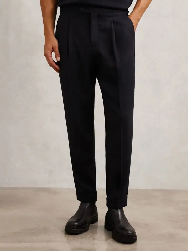 REISS Wool-blend Tailored Fit Cuffed Trousers