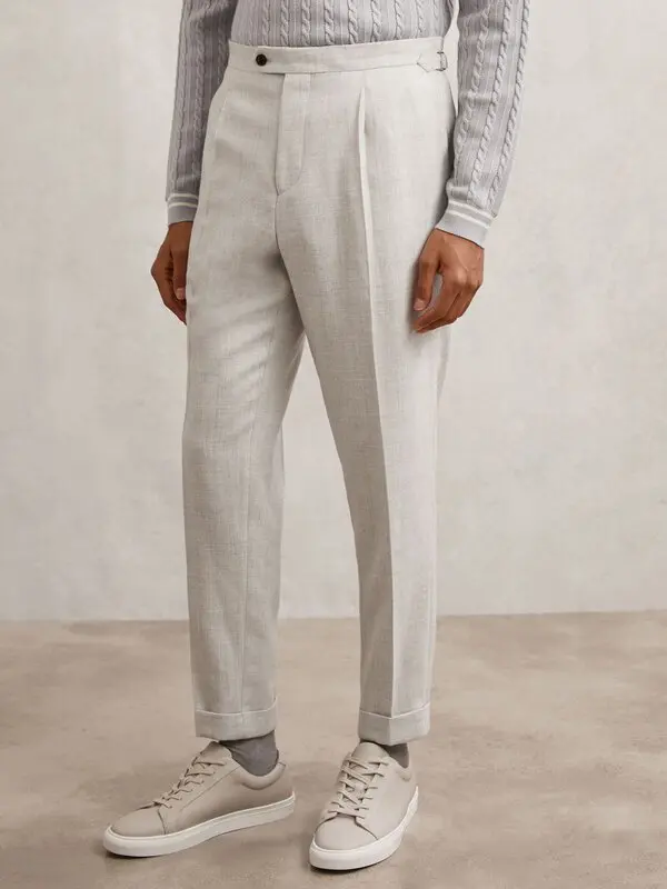 REISS Wool-blend Tailored-fit Cuffed Trousers