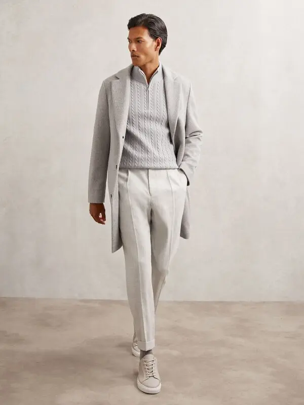 REISS Wool-blend Tailored-fit Cuffed Trousers