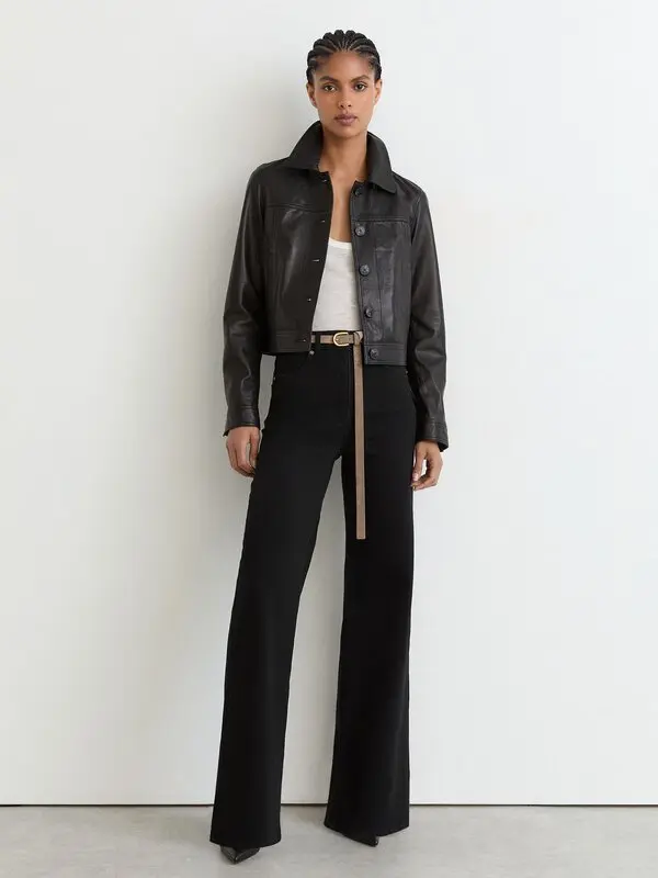REISS Wide-leg Cotton-modal Jeans - Black