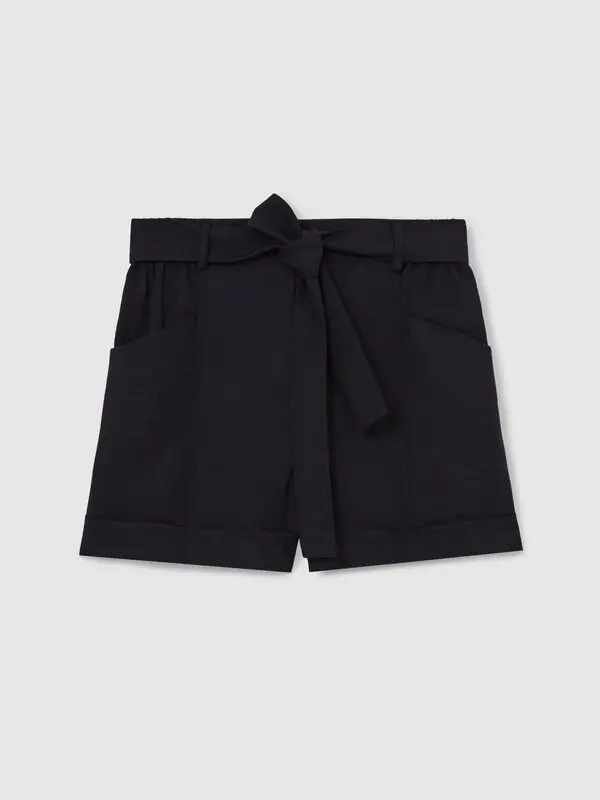 REISS Belted Button-tab Shorts