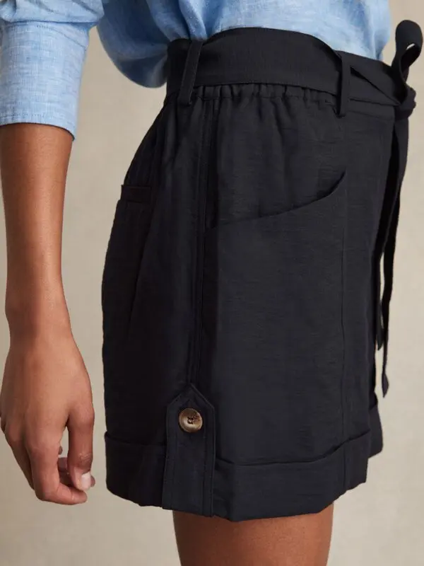 REISS Belted Button-tab Shorts