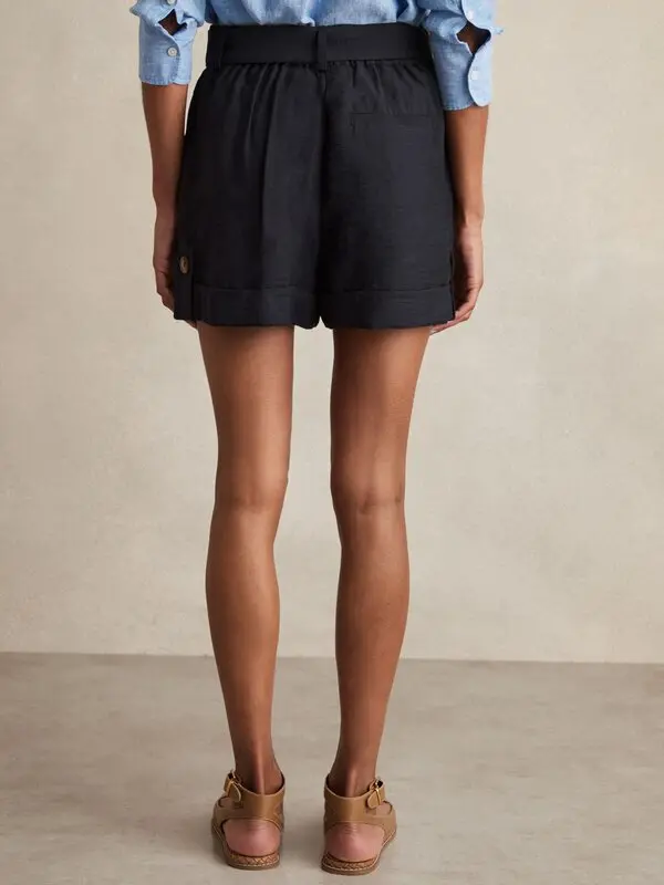 REISS Belted Button-tab Shorts