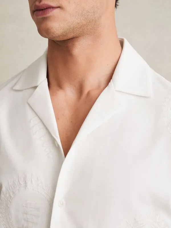 REISS Cotton Paisley-embroidered Shirt