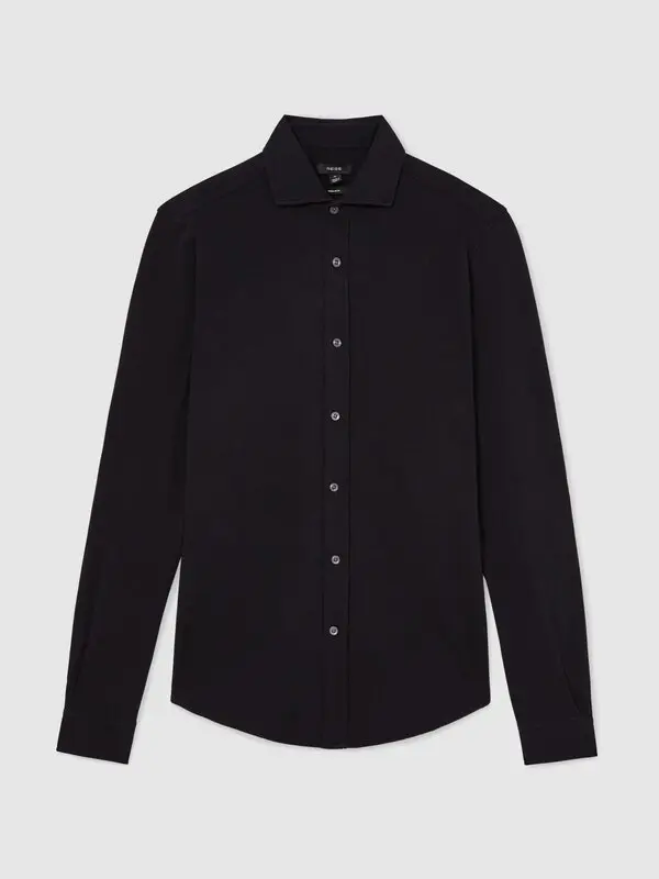 REISS Cotton-piqué Gart-dyed Shirt Regular-fit - Navy