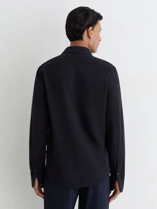 REISS Cotton-piqué Gart-dyed Shirt Regular-fit - Navy