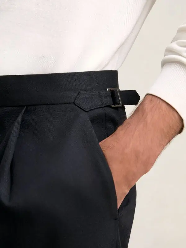 REISS Tailored-fit Herringbone Trousers