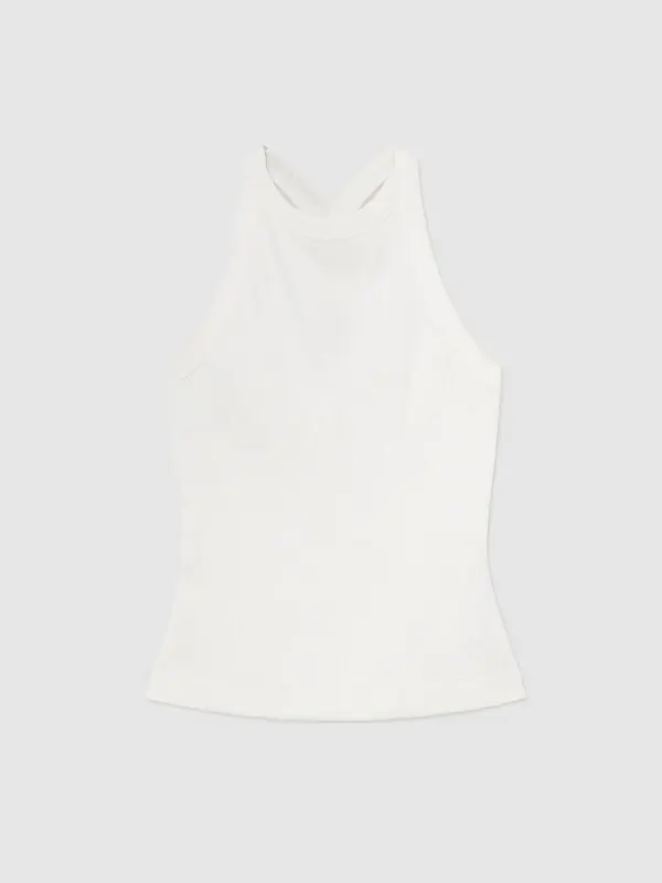 REISS Stretch-cotton Ribbed Racer-back Vest