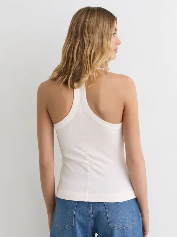 REISS Stretch-cotton Ribbed Racer-back Vest
